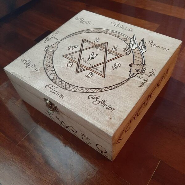 Wooden Box With Compartments Carved With Alchemy Patterns Like the ...