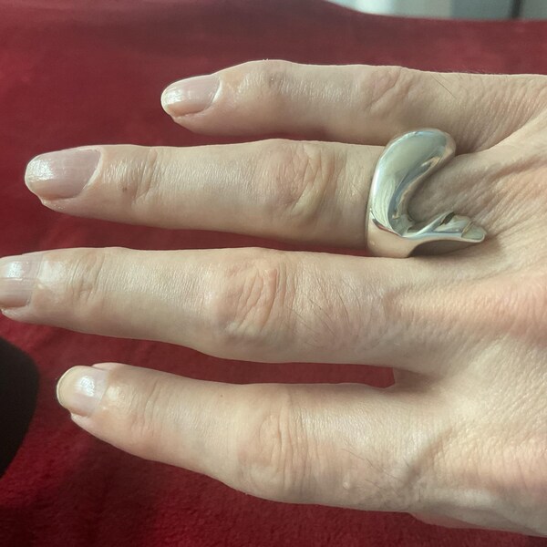 Elongated Silver Dome Ring // 925 Sterling Silver // Heavy Silver ...