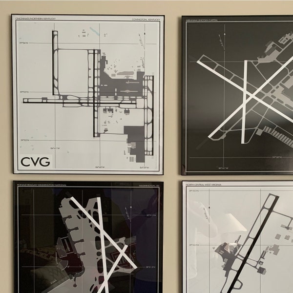 Paine Field Art Print, PAE Airport Map Poster, Aviation Decor, Seattle ...