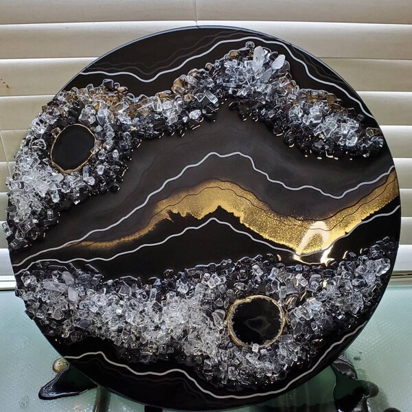 Agate Geode Slice, Large Geode Agate Slice Druzy With Gold ...