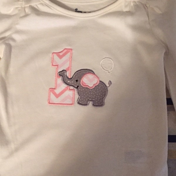 Elephant Birthday Number 1 Applique Machine Embroidery Design Instant ...