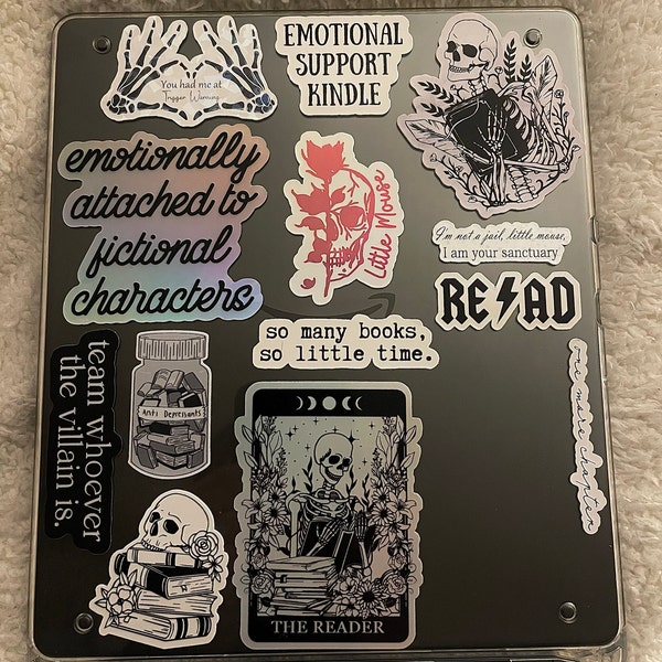 Holographic Reader Tarot Card Sticker Spooky Books Skeleton Sticker for ...