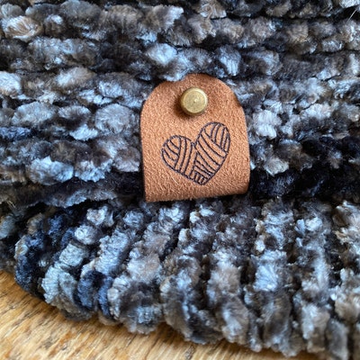 Knitting Beanie Tags, Handmade Item Custom PU Suede Leather Tags With ...