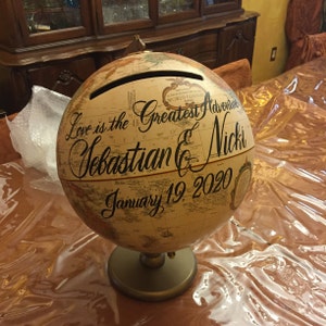 Wedding Card Box Boho Style Travel Globe Guestbook Globe - Etsy