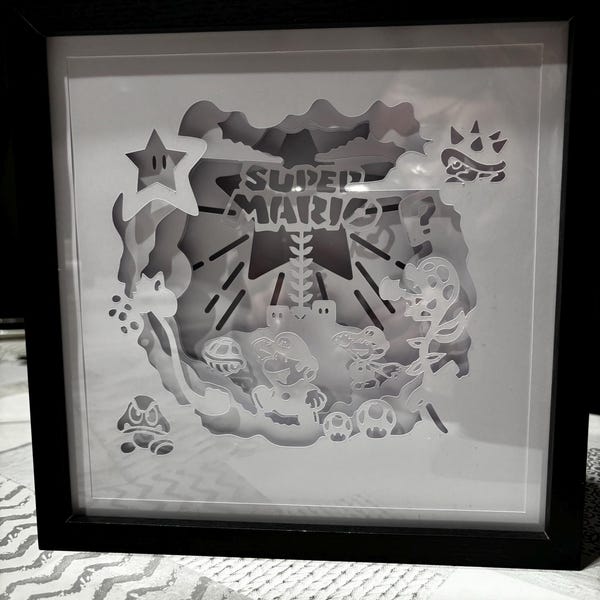 Super Mario, Mario 3D Paper Cut Light Box Template, Luigi Svg, Shadow ...