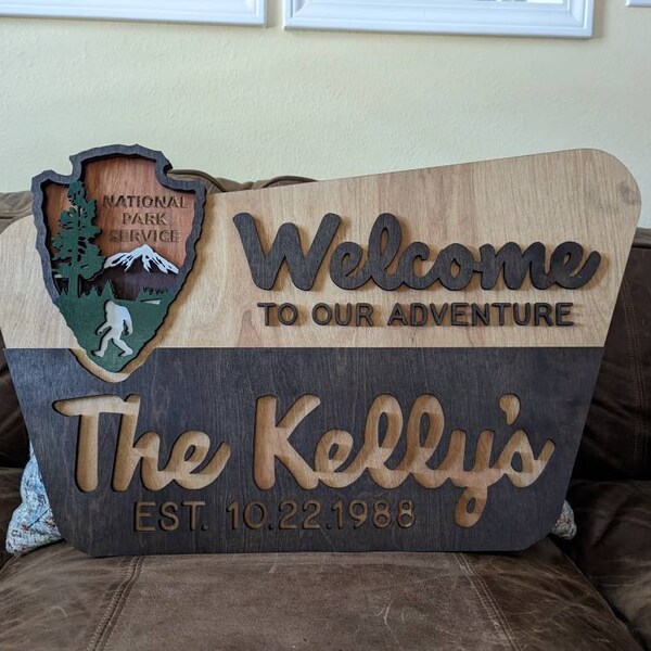 National Park Welcome Sign - NPS Inspired Family Name Sign, Nursery ...