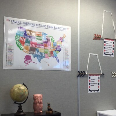 Famous American Authors From Each State Water Color Literary Art Print ...