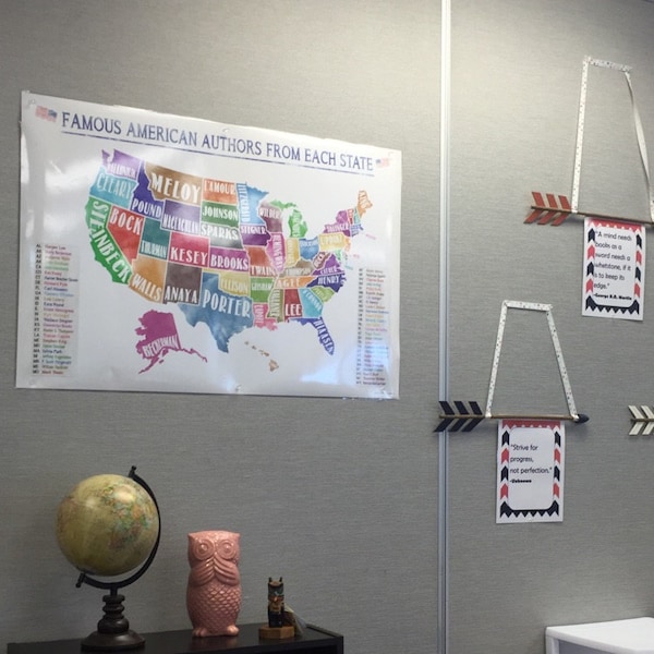 Famous American Authors From Each State Water Color Literary Art Print ...