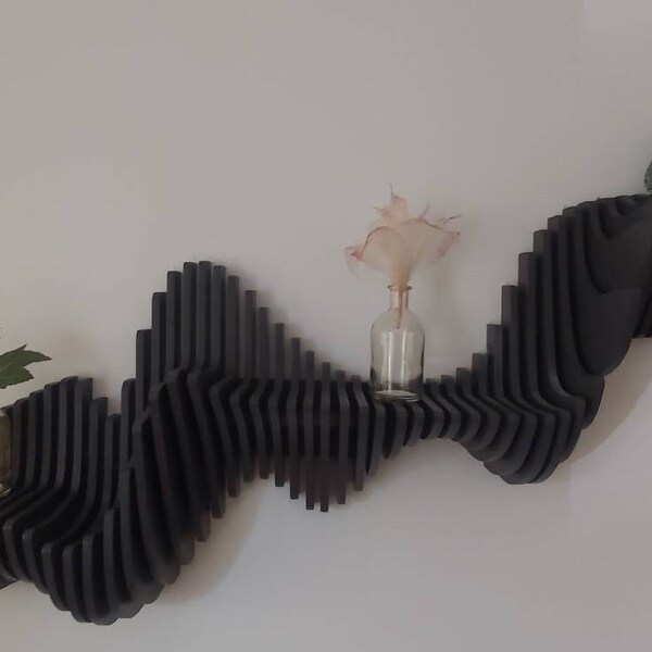 Parametric Wavy Wooden Wall Mounted Shelf - Parametric Wooden Wavy Wall ...