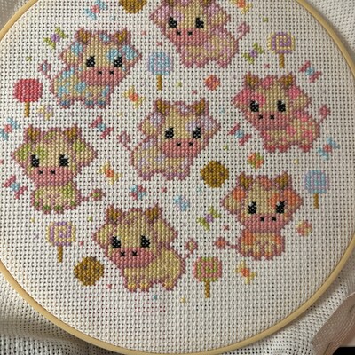 Rainbow Candy Cows Cross Stitch Pattern, Pastel, Strawberry, Kawaii ...