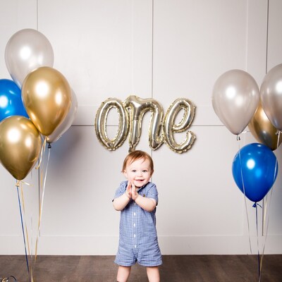 One Script Balloon. Script Balloons. White Gold Balloons. One - Etsy