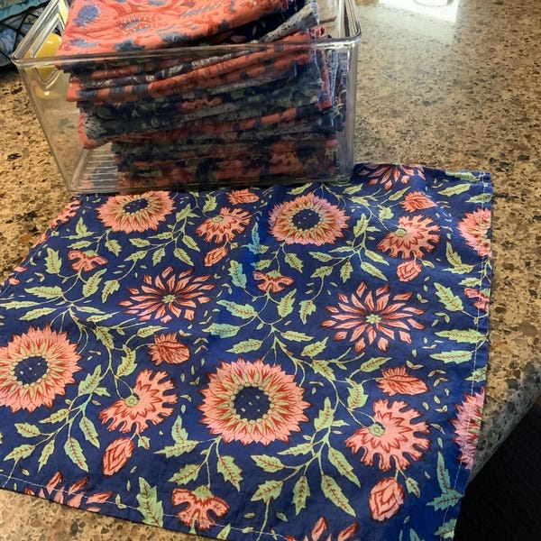 Assorted Napkins 50 Pack of Handblock Printed Napkin Set Cotton ...