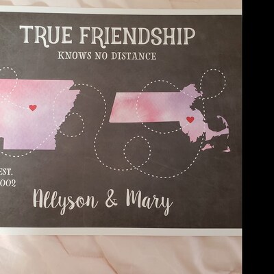 Best Friend Map Long Distance Friendship Map Friends Moving - Etsy