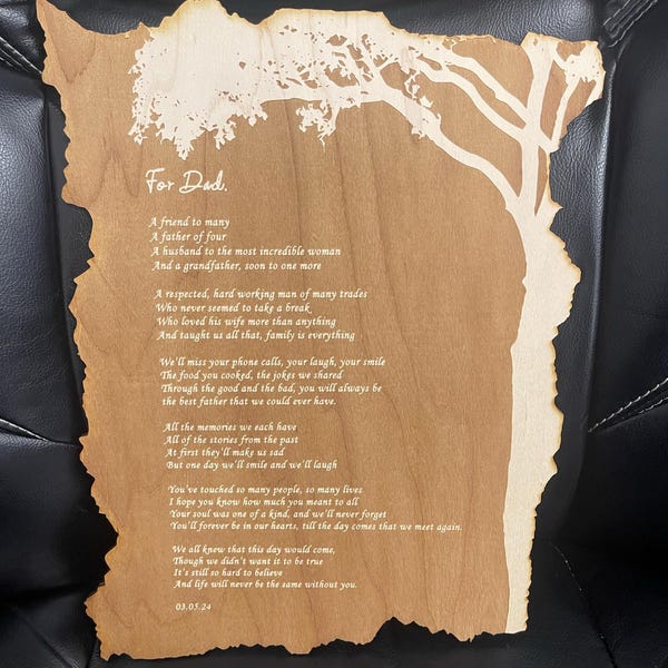 Engraved Maple Poem - Custom Love Letter - Personalized Wood Engraved ...