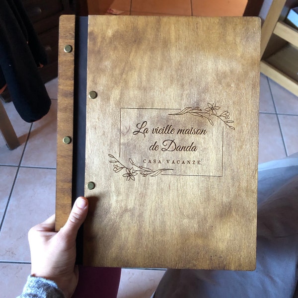Wood Restaurant Menu, Wooden Menu Cover, Personalized Restaurant Menu ...