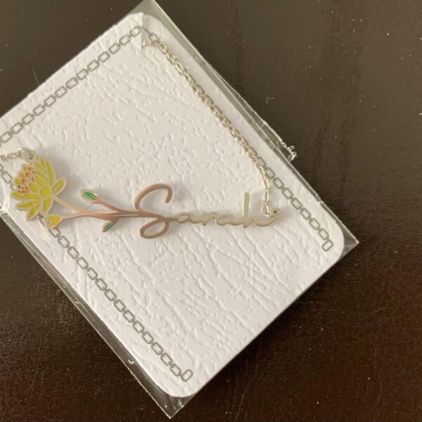 Customized Birthday Gifts, Minimalist Name Necklace With Birth Flower ...