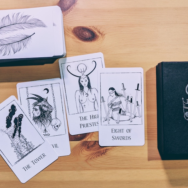 Black Line Tarot Cards by Agni Prasada Burning, Macabre Tarot Deck - Etsy