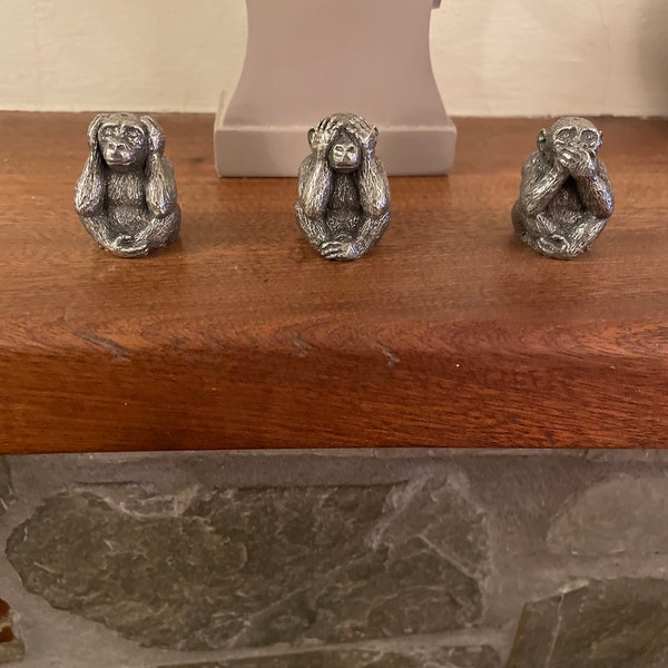Thimble See No Evil Hear No Evil Speak No Evil Monkeys, Pewter ...