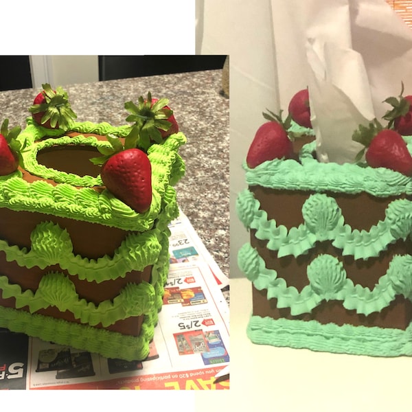 Custom Fake Cake Decorative Tissue Box Cover - Etsy
