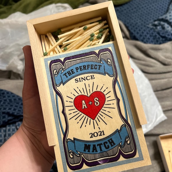 Personalized Couples Matchbox Wood, Custom Wood Matchbox for Couples ...