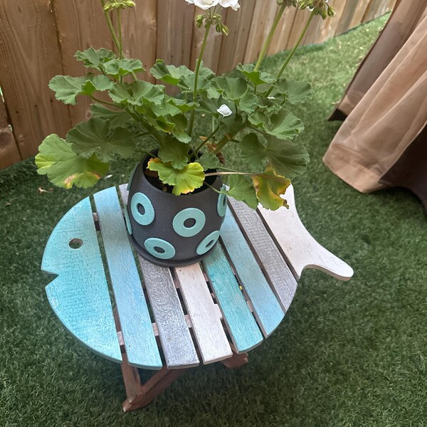 Wooden Folding Fish Shaped Table With Distressed Finish - Etsy