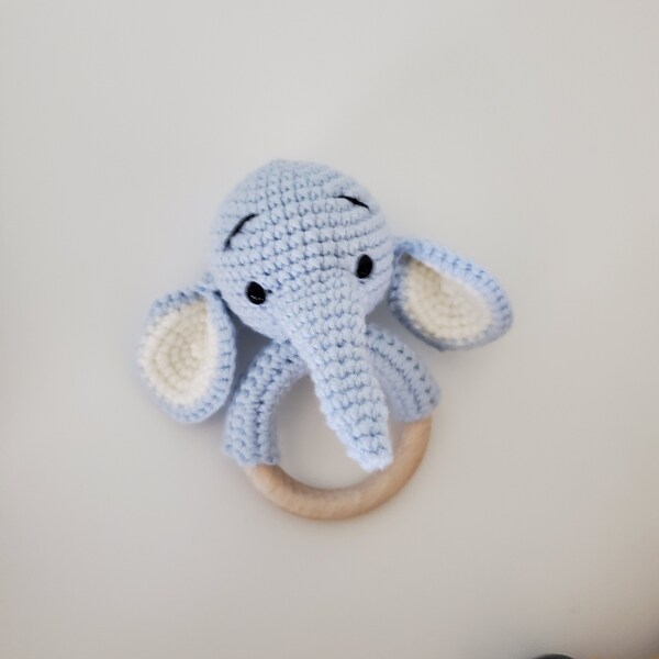 Personalized Elephant Baby Rattle for Baby Announcement, Knit Elephant ...