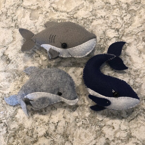 Sea Animals Set of Four PDF Sewing Pattern-shark-whale-dolphin-narwhal ...