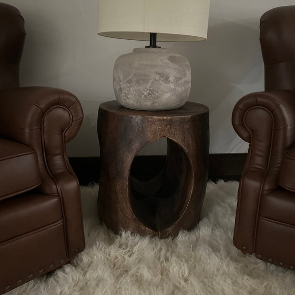 Haussmann® Wood Oval Windows Coffee Table 20 Inch DIA X 20 Inch H Mocha ...