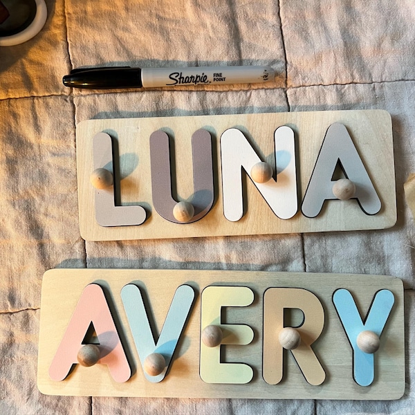 Personalized Wooden Busy Board Name Puzzle, First Birthday Gifts for ...