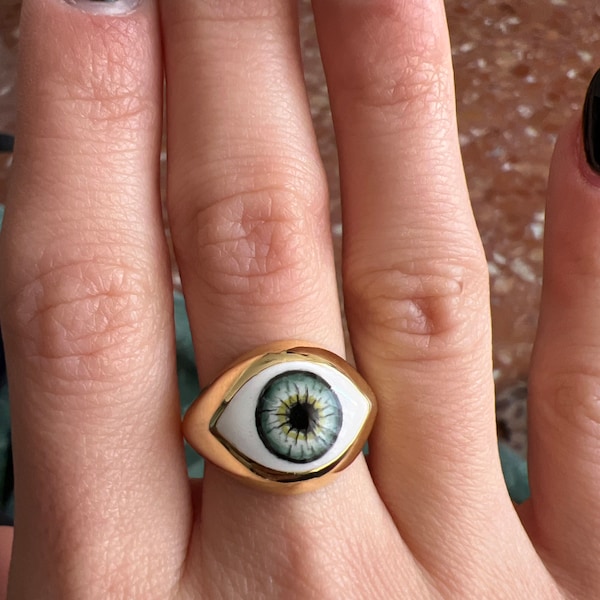 Evil Eye Protection Ring, 925 Sterling Silver Evil Eye Ring, Good Luck ...