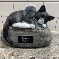 Ceramic Engraved Painted Cat Cremation Urn With Plastic Name - Etsy Canada