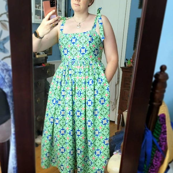 Gathered Dress Sewing Pattern, Babydoll, Boho-style, Picnic, Long ...