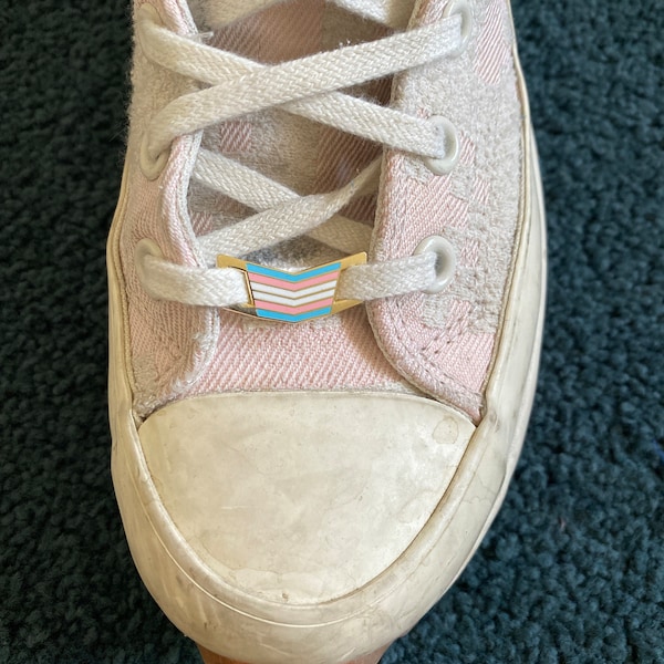 Trans Lace Locks — Small Subtle Gay Pride Shoelace Enamel Badge Shoe ...