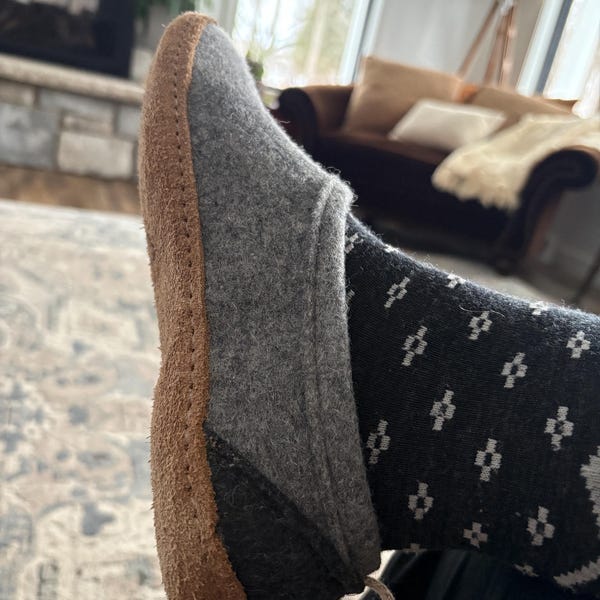 Woolfit Footprint With Leather Sole | Handfelted Wool Slippers With ...