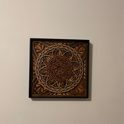 Mandala Wood Wall Art 7 Layered Framed Mandala Laser Cut Home Décor ...