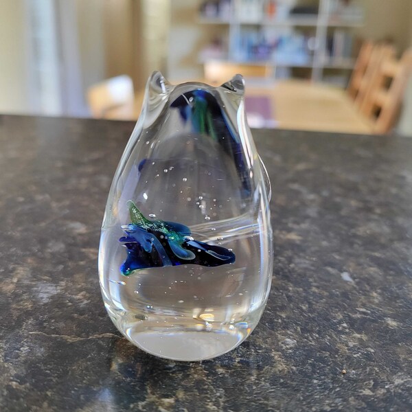 Blown Glass Space Paperweight, Blacks, Golds, White and Burgundy ...