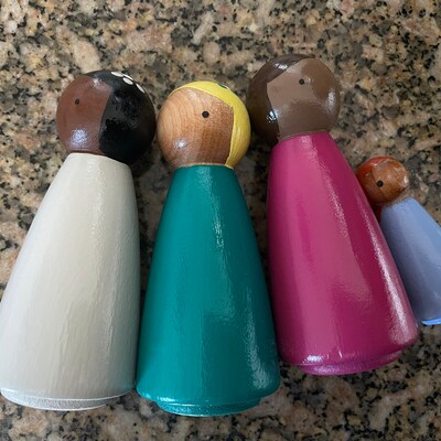 Peg Dolls Set of 6 tall Classic Rainbow 3 1/2 Tall Peg - Etsy