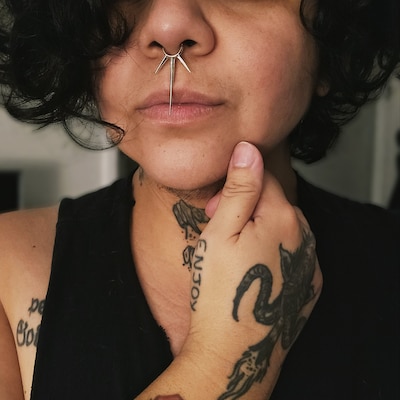 Long Spike Septum Piercing, Punk Spikes Nose Ring, Body Jewelry, 16G ...