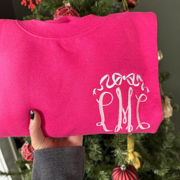 Bow Monogrammed Personalized Sweatshirt, Monogrammed Sweater, Gifts for ...