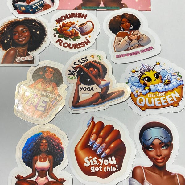 Self Care Woman Sticker Bundle Pack 2 Black Women Sticker | Black Girl ...
