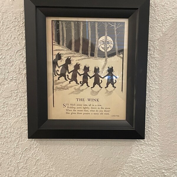 Black Cat Dance • "the Wink" Cat Poem • 3 Sizes! • Antique Illustration ...