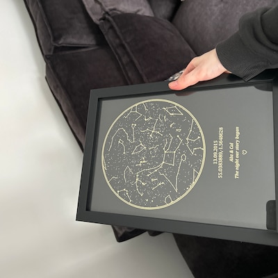 A4 Custom Foil Star Map Print of Any Location Any Date, Personalised ...