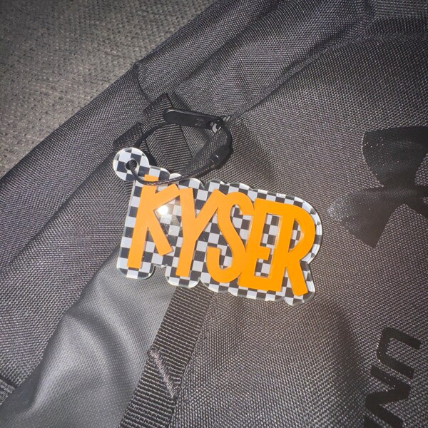 Acrylic Checkered Keychain | Personalized Acrylic Name Tag | Backpack ...