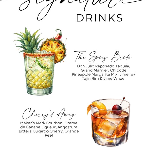 Modern Graduation Signature Drink Sign, Graduate Bar Menu Sign ...