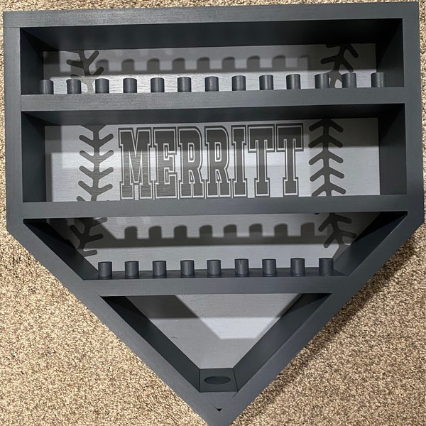 Personalized Rustic Baseball and Ring Display. Holds 22 Rings and 11 ...