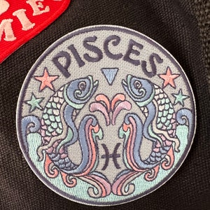 Zodiac Iron on Patch 70s Art Nouveau Boho Embroidered Patches Aries ...