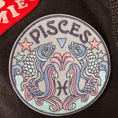 Zodiac Iron on Patch 70s Art Nouveau Boho Embroidered Patches Aries ...