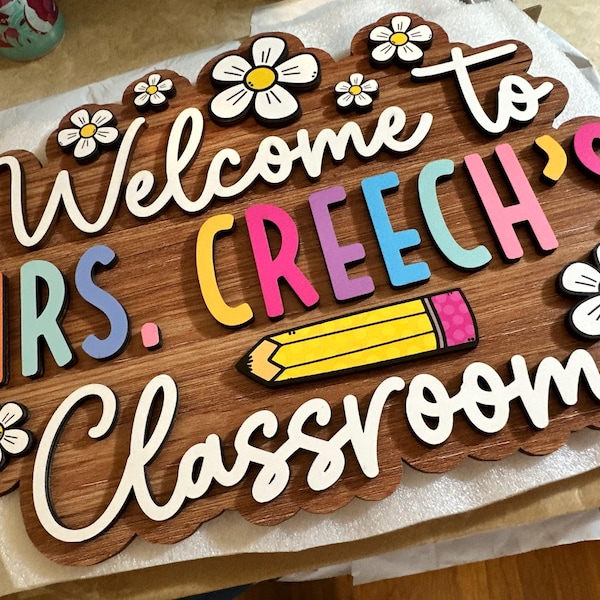 Personalized 3D Teacher Door Sign, Teacher Gifts, Classroom Welcome ...