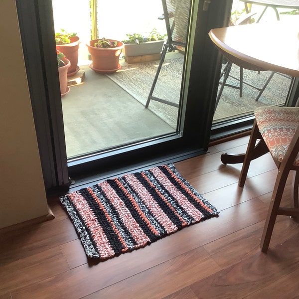 Cotton Rainbow Oval Rag Rug Handmade With Recycled Linens. Sustainable ...