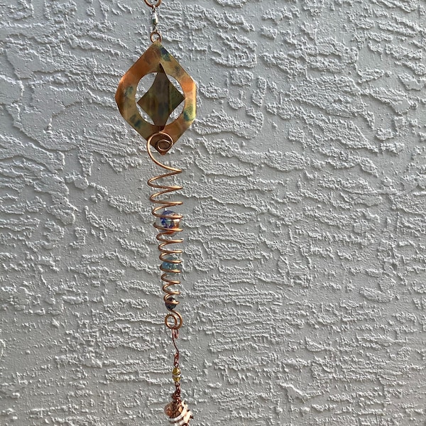 Handmade Copper Wind Spinner Dual Spiral W/ 40mm Glass Sphere (DISC ...